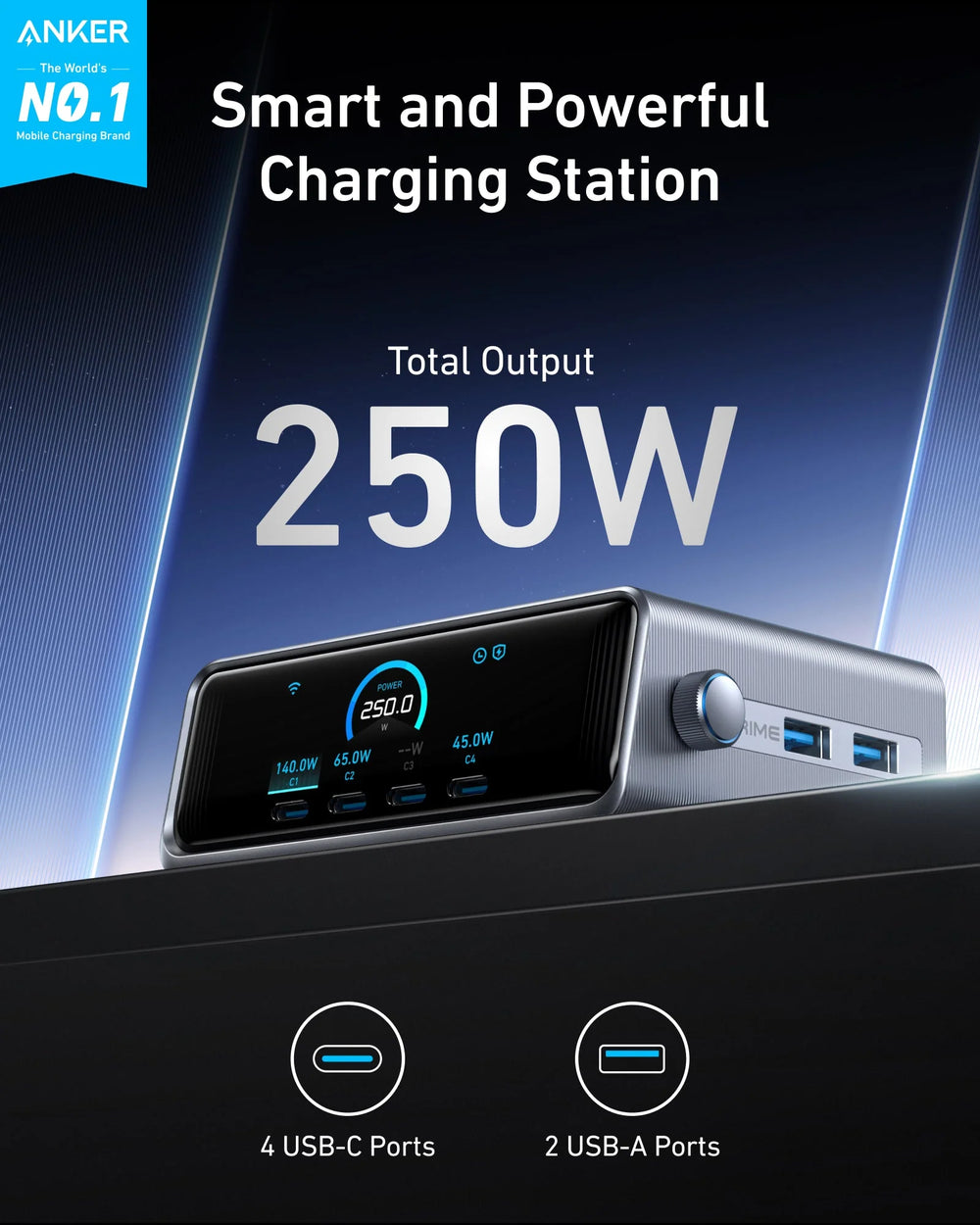 Anker Prime Charger 250W, 6 Ports with GaNPrime | Anker Philippines
